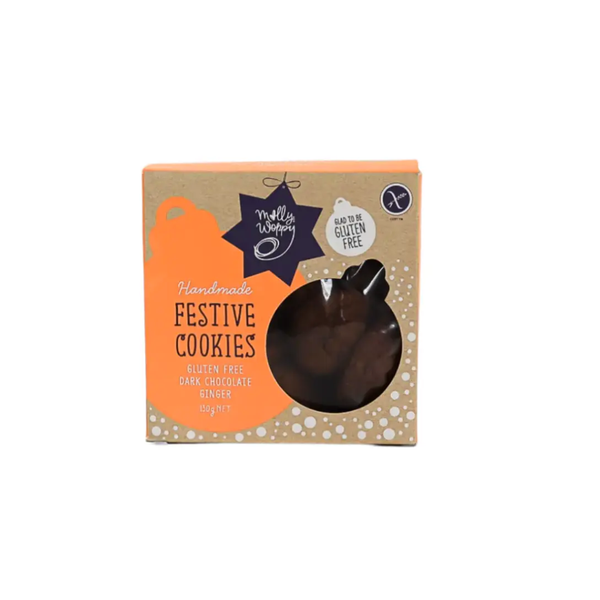 Molly Woppy Gluten Free Dark Chocolate Ginger Christmas Cookies 130g ...