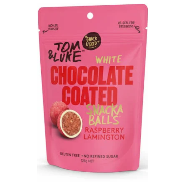 Tom & Luke White Chocolate­ Coated Raspberry Lamington ­Snack Balls 12 ...