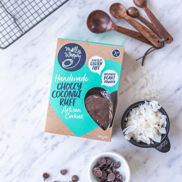 Molly Woppy Choccy Coconut Ruff Cookies 185g - Gluten Free Shop