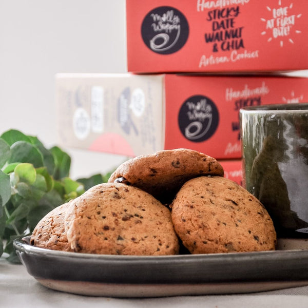Molly Woppy Sticky Date Walnut & Chia Cookies 175g - Gluten Free Shop
